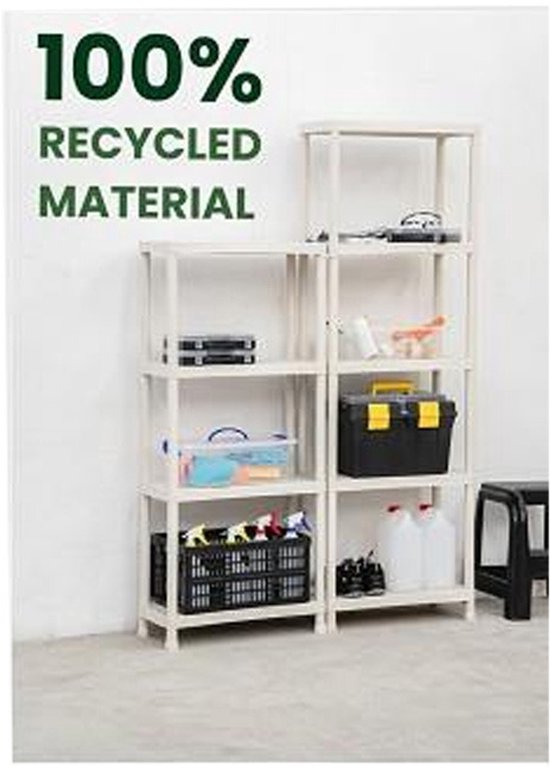 Plasticforte opbergrek - gerecycled kunststof - wit - 30 x 60 x 95 cm ...