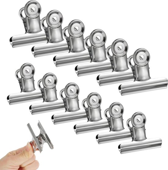 12 Large Metal Hinge Clips Bulldog Clips - 50mm and 65mm Wide Stainless ...
