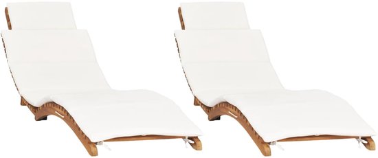 vidaXL Ligbedden - 2 stuks - Massief Teakhout Ligbed - Teak Hout ...