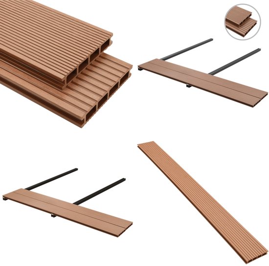 vidaXL Terrasplanken HKC met accessoires 25 m² 4 m bruin - Terrasplank ...