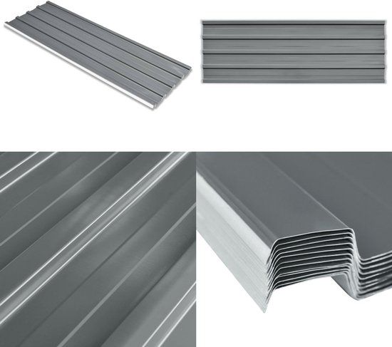 vidaXL 12 st Dakpanelen gegalvaniseerd staal grijs - Dakpaneel ...