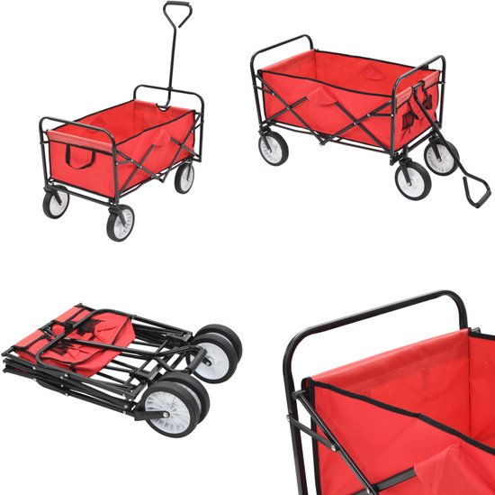 vidaXL Handkar inklapbaar staal rood - Handkar - Handkarren ...