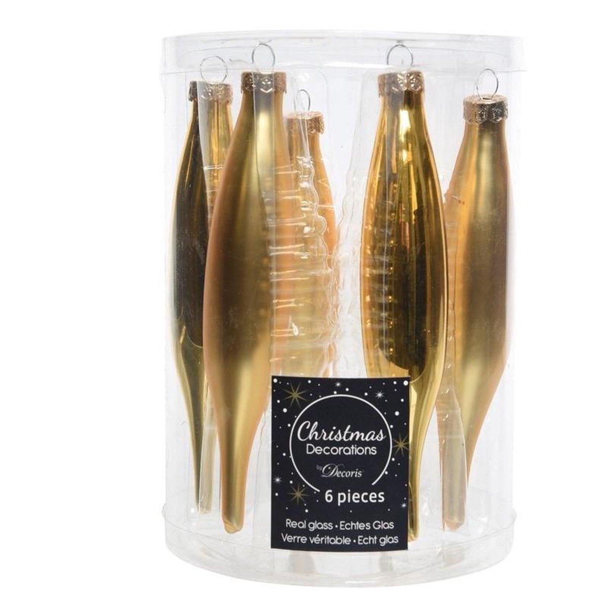 12x Gouden kerstballen pegels glas 15 cm - Gouden kerstversiering ...