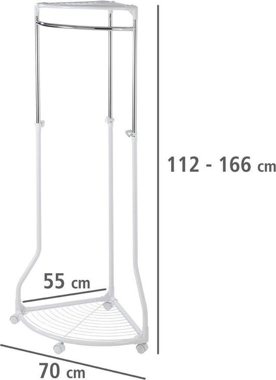 Wenko Kledingrek Pointy 70 X 112-166 X 55 Cm Rvs Wit/zilver | bol
