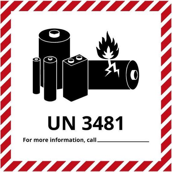 UN3481 Sticker - Lithiumion Batterijen - 50 x 50 mm | bol