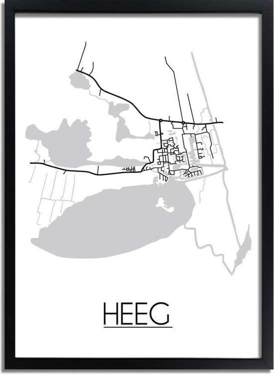 Heeg Plattegrond poster A4 + Fotolijst Zwart (21x29,7cm) - DesignClaud ...