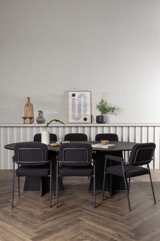 Bootcut eethoek tafel zwart en 6 Yesterday stoelen zwart. | bol