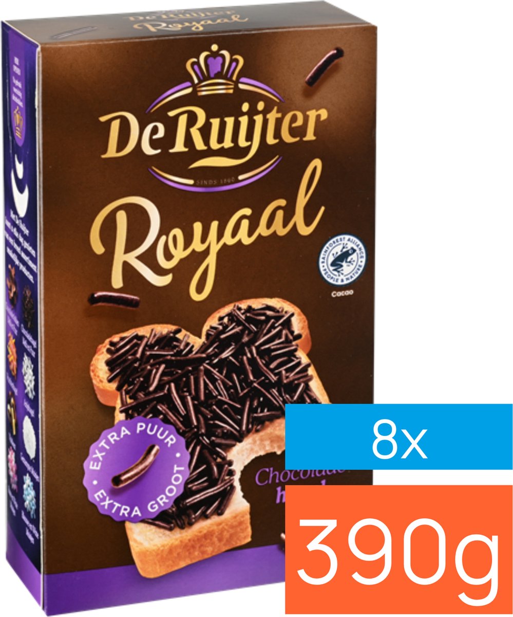 2 pakken De Ruijter Royaal Hagelslag Extra Puur 390g | bol