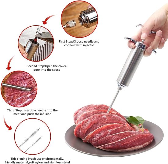 Meat Syringe, Marinade Syringe, BBQ Roasting Syringe 60 ml with 3 ...