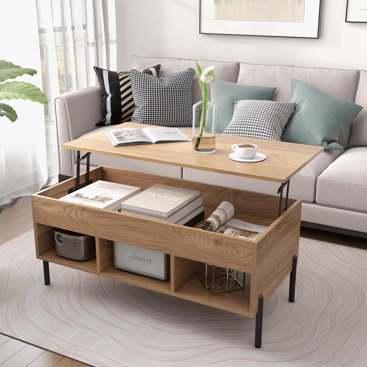 Table basse réglable en hauteur, table d'appoint avec plateau relevable ...