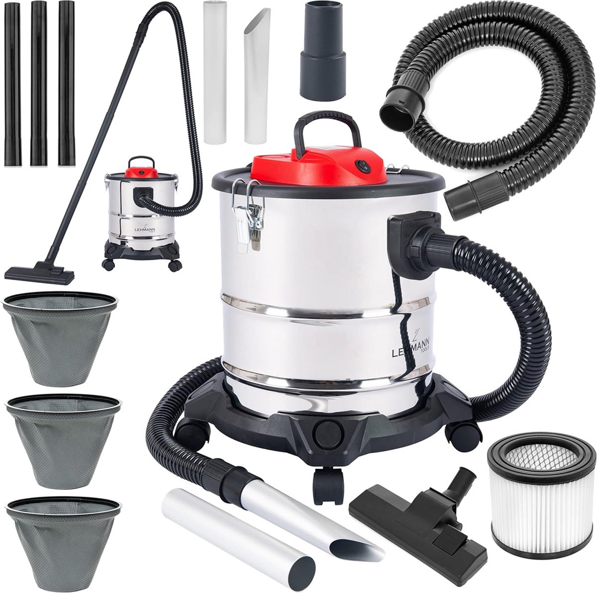 VB Aszuiger - As Stofzuiger 2000W – Asstofzuiger Met 20L RVS Tank voor ...