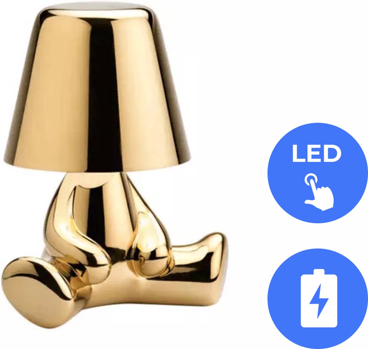 Golden Boy Joey LED Tafellamp Oplaadbaar Goud – Draadloze Lamp Dimbaar ...