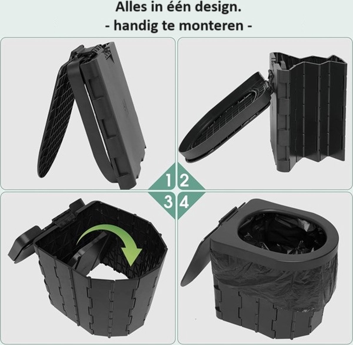 Toiletemmer met Deksel - Mobiel Toilet - Draagbaar - Opvouwbaar - 30 ...