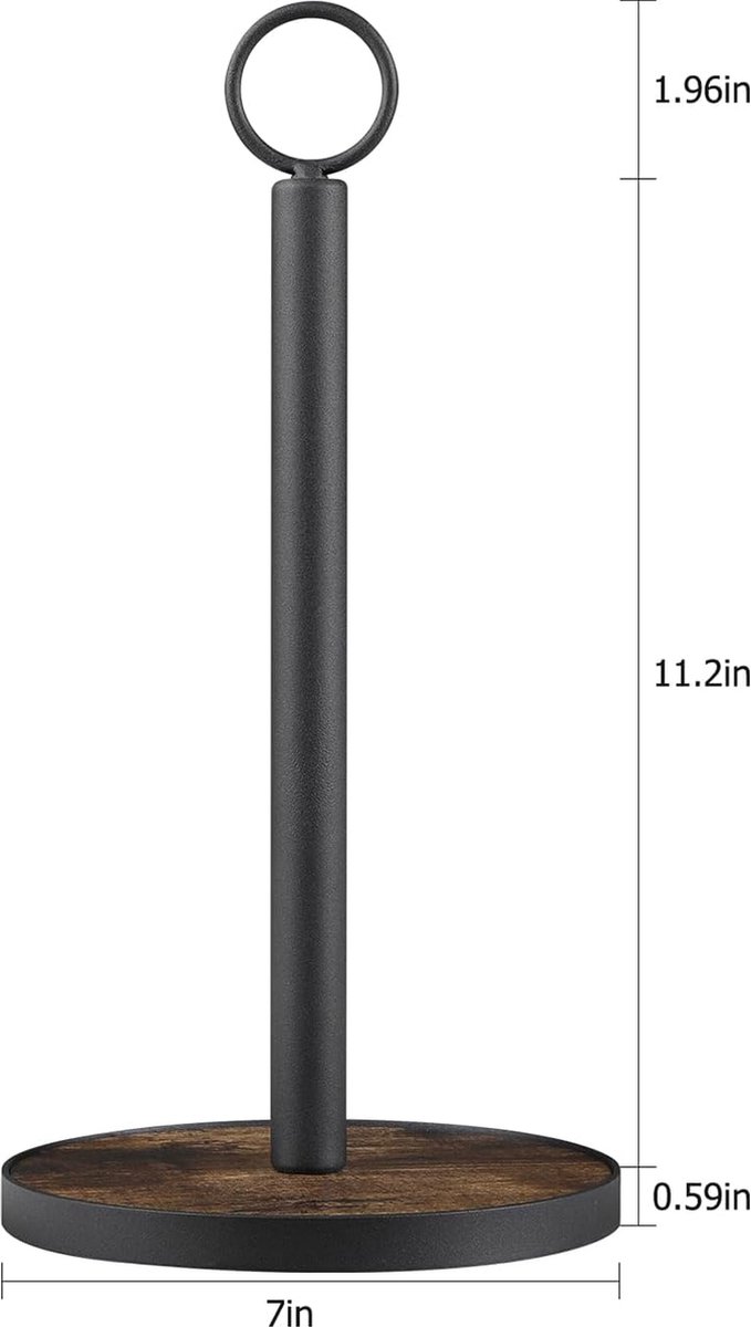 Staande keukenrolhouder met zware houten basis, papierrolhouder in ...