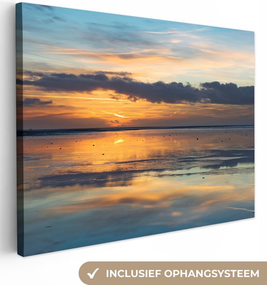 Canvas Schilderij Zee - Horizon - Kleuren - 40x30 cm - Wanddecoratie | bol