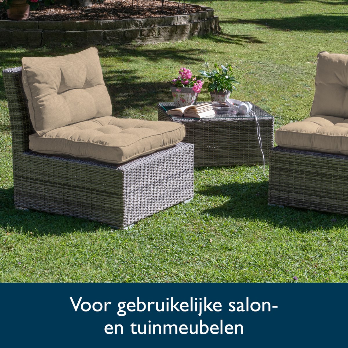 Beautissu Lounge Kussen Tuin 50x40x12 cm - Lounge rugkussen ...
