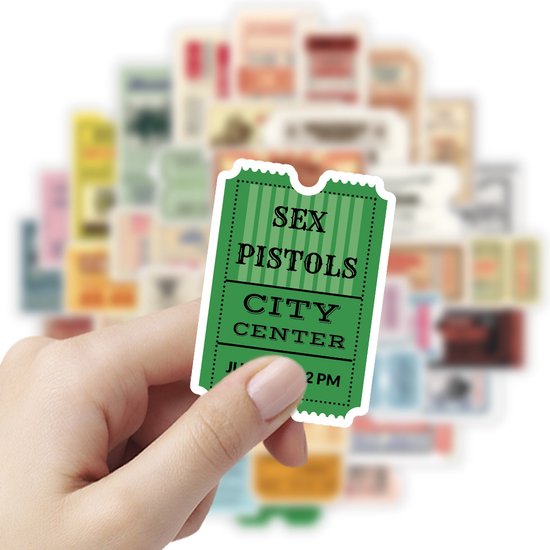 60 Stickers met afbeeldingen van Retro Concerttickets, Muziek tickets ...