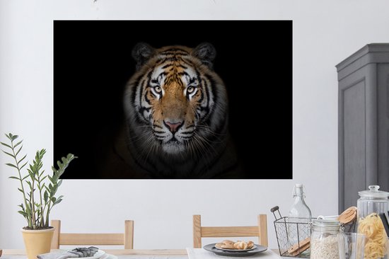 Muurstickers - Sticker Folie - Tijger - Wilde dieren - Portret - Zwart - Dieren -... | bol
