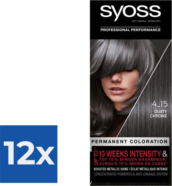 SYOSS Color baseline 4-15 Dusty Chrome haarverf - 1 stuk - Voordeelverpakking 12 stuks | bol