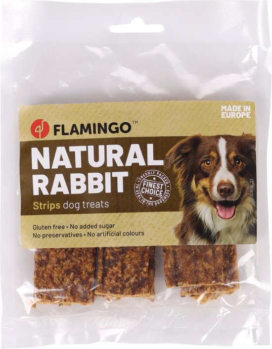 Flamingo Nature - Snack Honden - Nature Snack Konijn Strips 100g - 1st ...