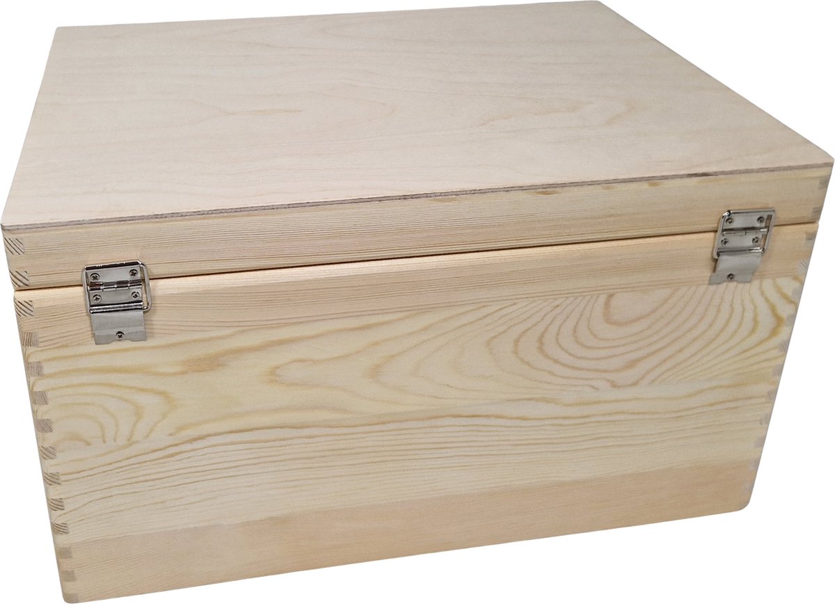 Zeller Present Houten kist 40x30x23 cm met deksel - 13152 - Met deksel & Duurzaam | bol