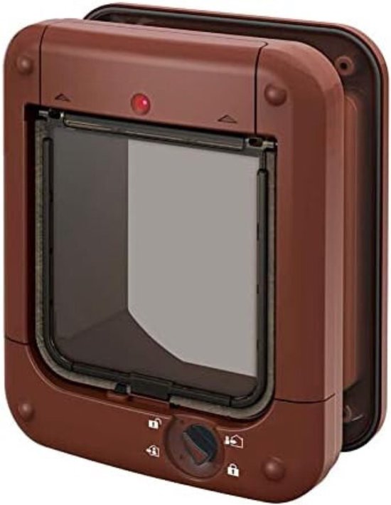Microchip activated cat flap - brown | for up to 30 cats | bol
