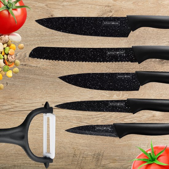 Royalty Line RL-MB5C: 5 Pieces Mable Coated Kitchen Knife Set with ...