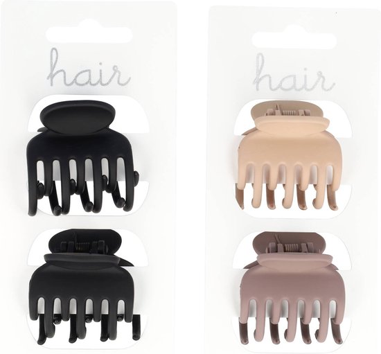 Haarspeld Klemmen Dubbele Tand 4cm Mat Zwart Bruin Extra Grip Haarklem ...