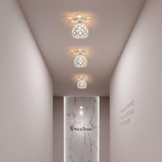 Moderne Plafondlamp - van wit kristal, half verzonken mini-kroonluchter ...