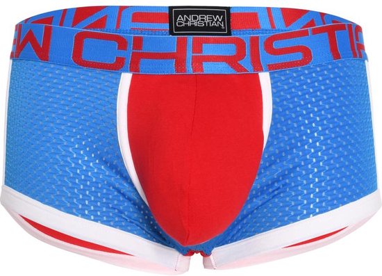 Andrew Christian SHOW-IT® Sports Mesh Boxer Red/Electric Blue - MAAT L ...