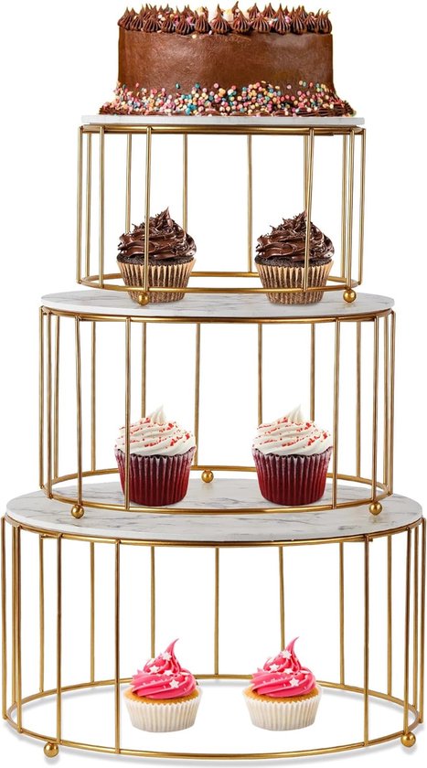 Présentoir à gâteaux 3 niveaux, présentoir à gâteaux rond, lot de 3 ...