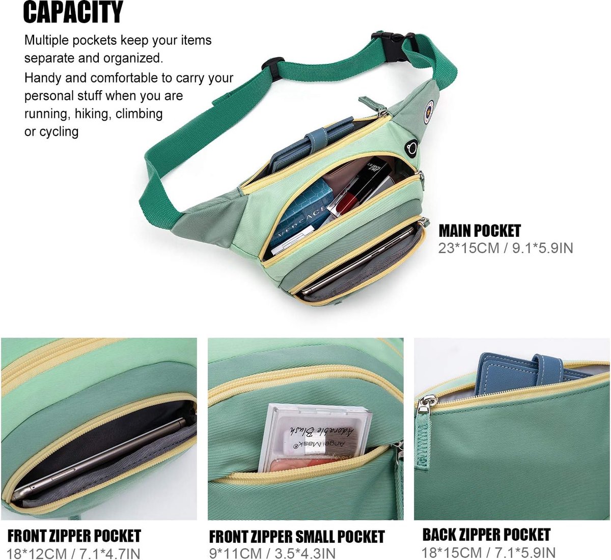 Heuptas, riemtas, borsttas, stijlvol, groot, heuptas, sport ...