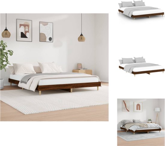 vidaXL Bedframe - Bruineiken - 203 x 203 x 20 cm - Multiplex ...