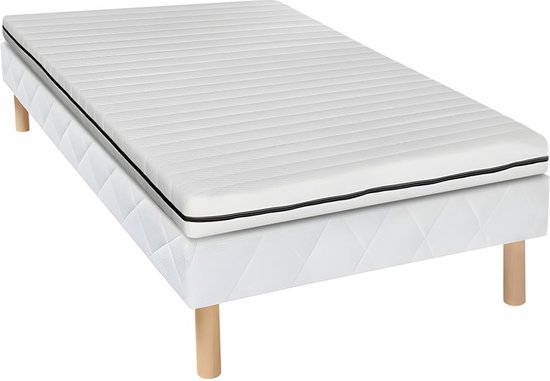 Vente-unique Set van bedbodem en matras – 90 x 190 cm – Kern van schuim ...