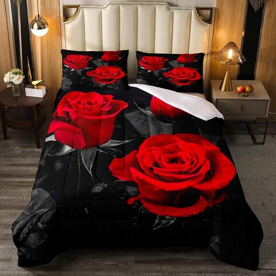 Romantisch Rode Rose Dekbed Bloemenprint - Valentijn Thema - Tieners ...