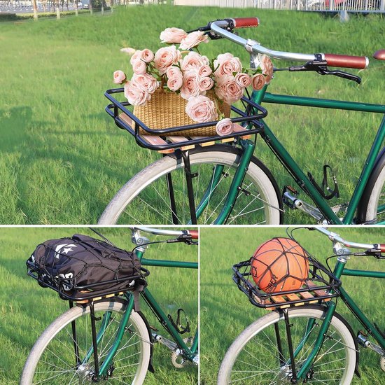 Voorkant fietsmand - duurzaam staal - houten accessoire - racefiets ...