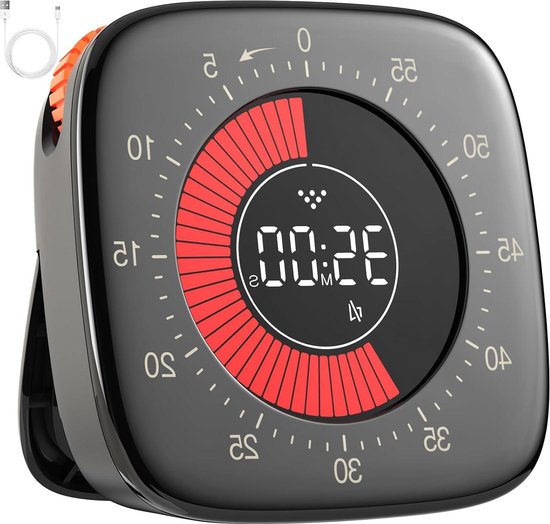 Oplaadbare digitale visuele timer - 4 alarmmodi - 60 minuten countdown ...