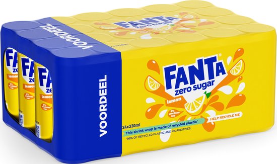 Frisdrank fanta lemon zero blik 330ml - 24 stuks | bol