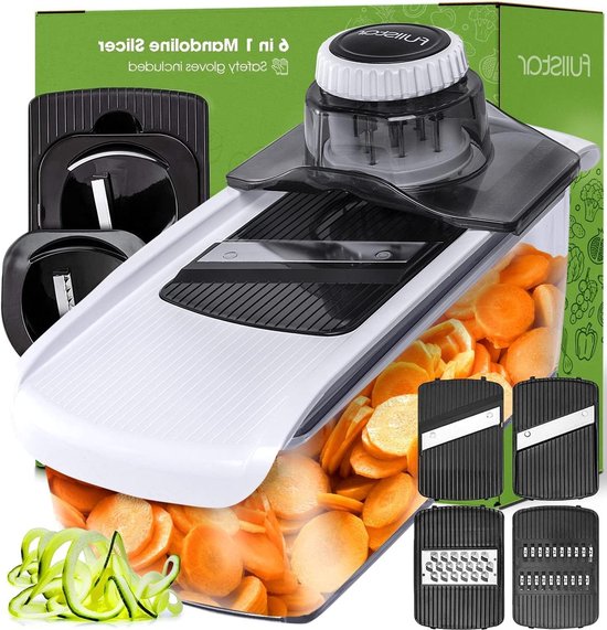 Professionele Mandoline Snijder - 6-in-1 Plantaardige Snijmachine Spiraalsnijder -... | bol