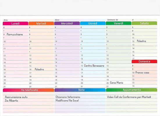 100% Italiaanse dagelijkse weekplanner - A4, horizontale kalender ...