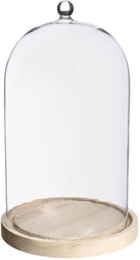 Ideas4Seasons Decoratie stolp - met sierknopje - houten plateau - D17 x ...