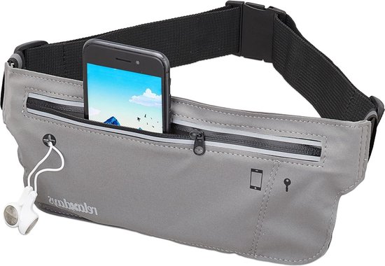 Waterdichte heuptas voor hardlopen met reflectiestrepen en 2 vakken ...