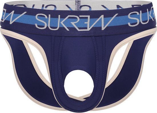 Sukrew Classic U-Style V-Brief Navy/Cream - Maat M - Sexy Heren ...