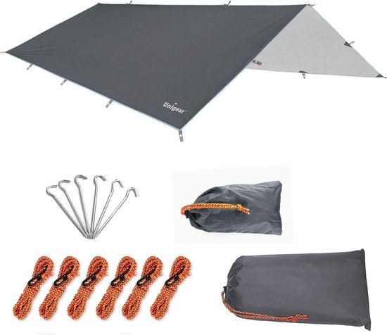 Tentzeil, tarp voor hangmat, waterdicht met ogen + 6 haringen + 6 ...