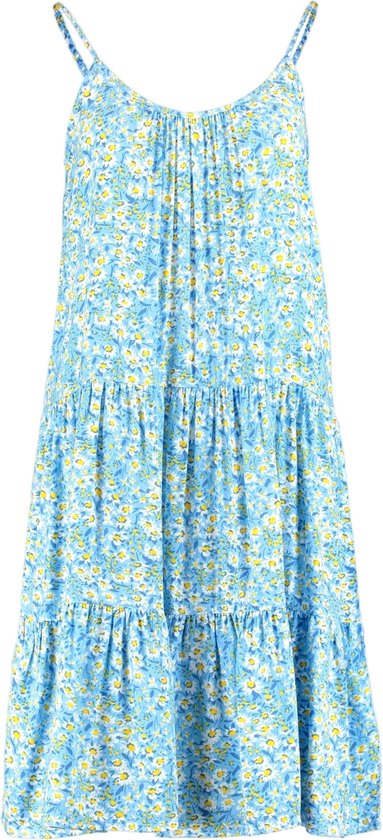 Dames Zomerjurken | Strandjurken | lichtblauw-Wit | Bloemen | Maat S | bol