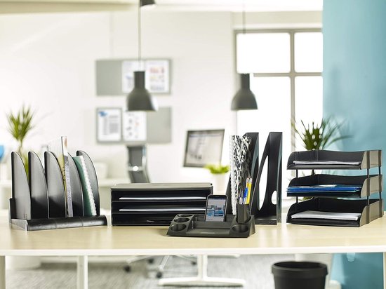 Stapelbare DTR Eco brede brieflade 347 x 129 x 232 mm set van 3 - zwart ...