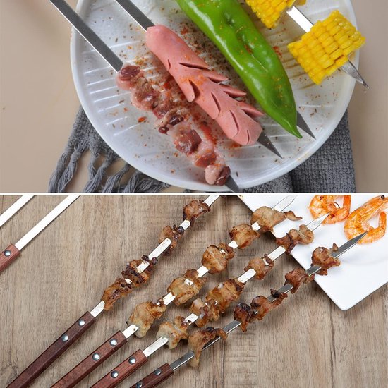 Herbruikbare Grillspiesen - 8 stuks, 40cm lang - Plat Roestvrij Staal ...