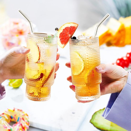 Bubble Tea Glass Set Van 4, 350 ml Glas met Rietje Bubble Tea Tumbler ...