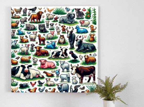 Pixel art vee schilderij | Digitale grazers: Een eerbetoon aan de ...