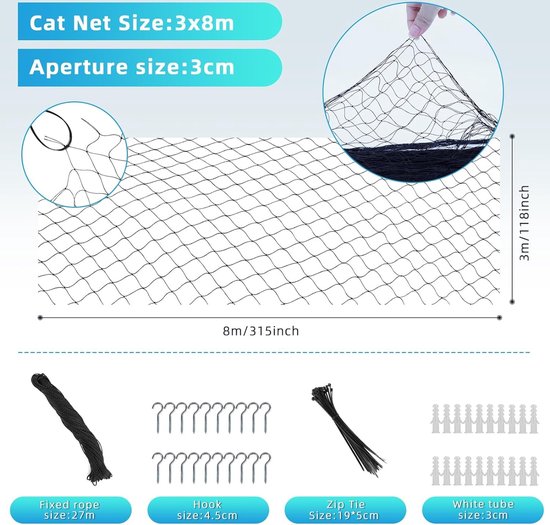 Kattennet balkon - Kattenbeschermingsnet - Balkon Net - Balkonnet ...